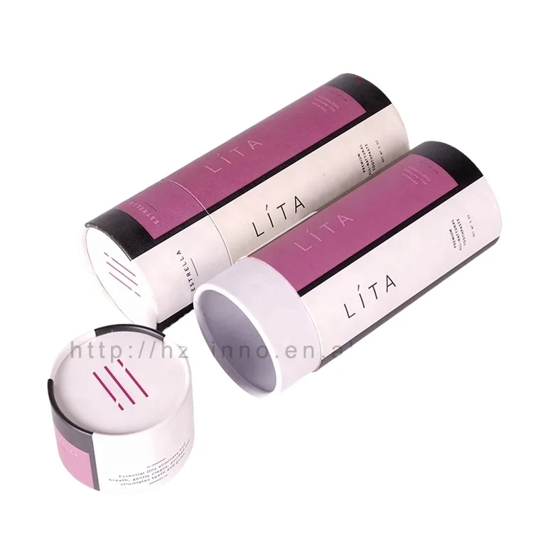 Factory Customized Pink Solid Round Paper Tube Box with Lid Water ...