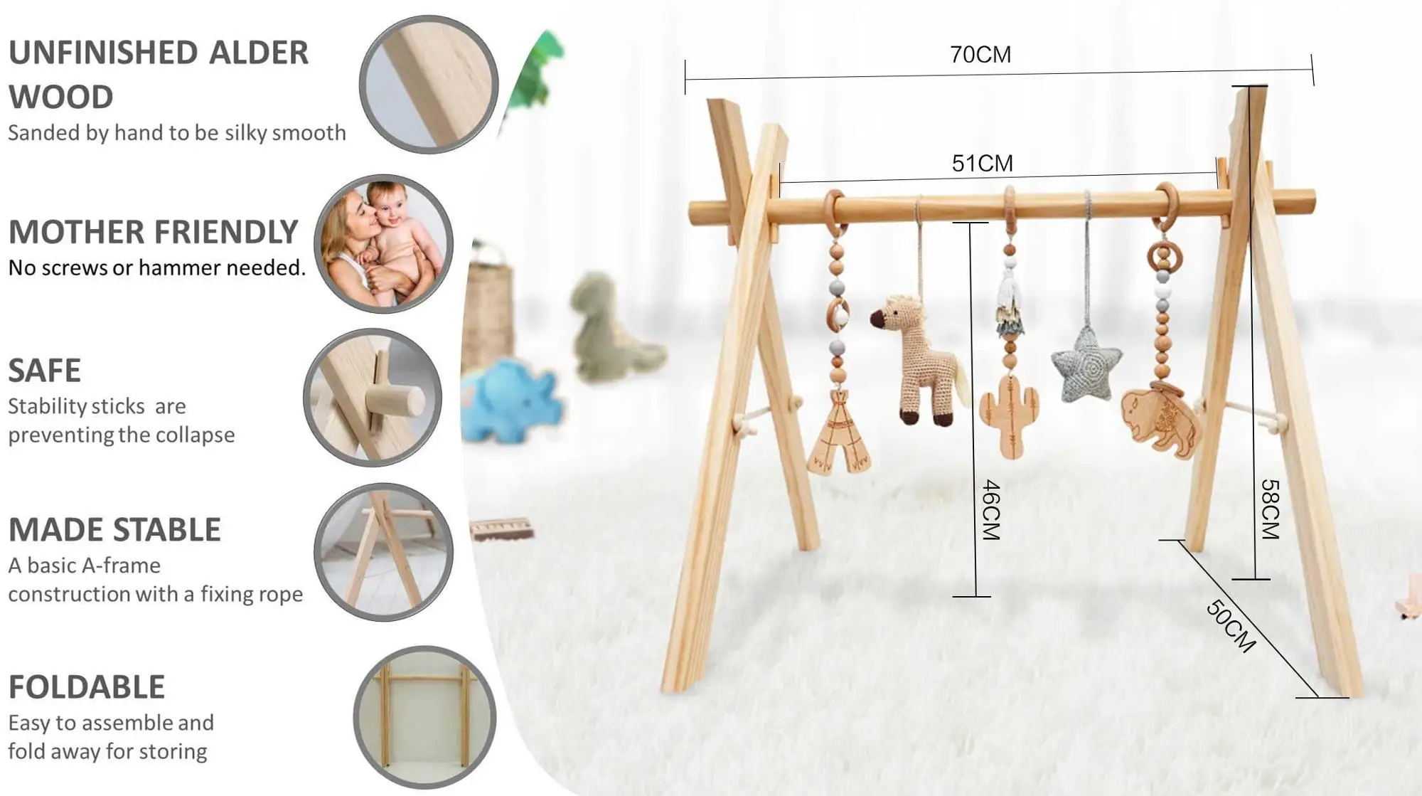 Infant Indoor Kids Montessori Hanging Bar Toddler Activity Center
