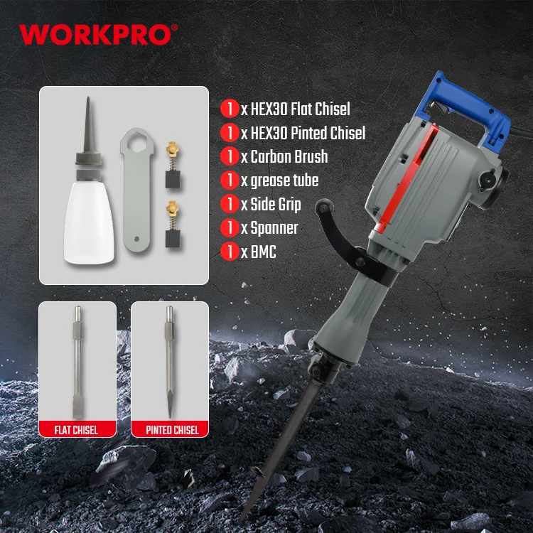 For WORKPRO 1400W Hex30 Corded Power Drill Rotary Hammer Drill Variable ...