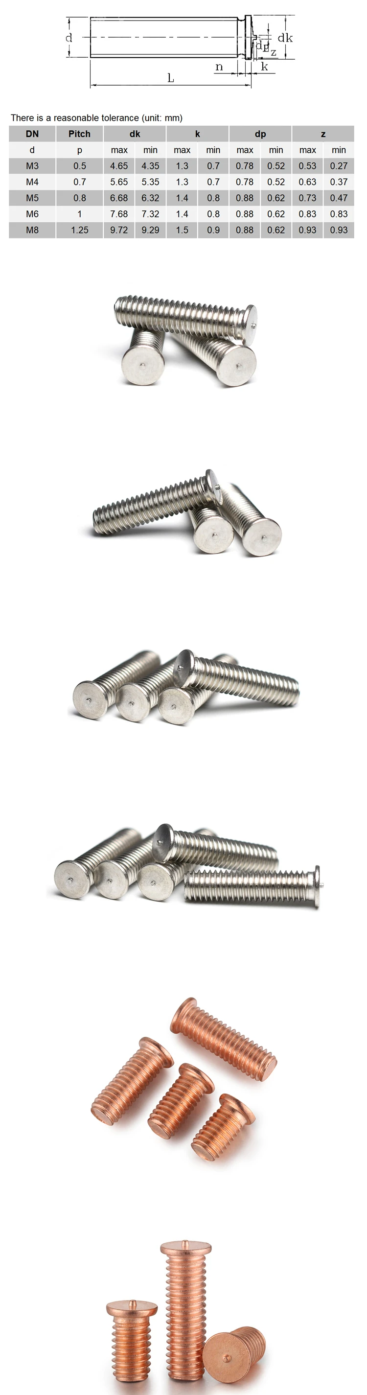 SS304 Stainless Steel Spot Weld Studs - Durable & Versatile
