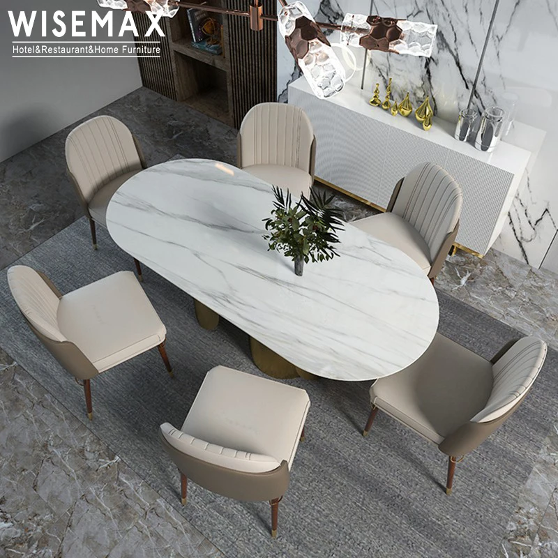 WISEMAX FURNITURE Modern Minimalist Slated Board Dining Table With ...
