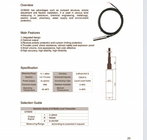 Great Glt-1000l Hydrostatic Level Transmitter Compact Structure Simple ...