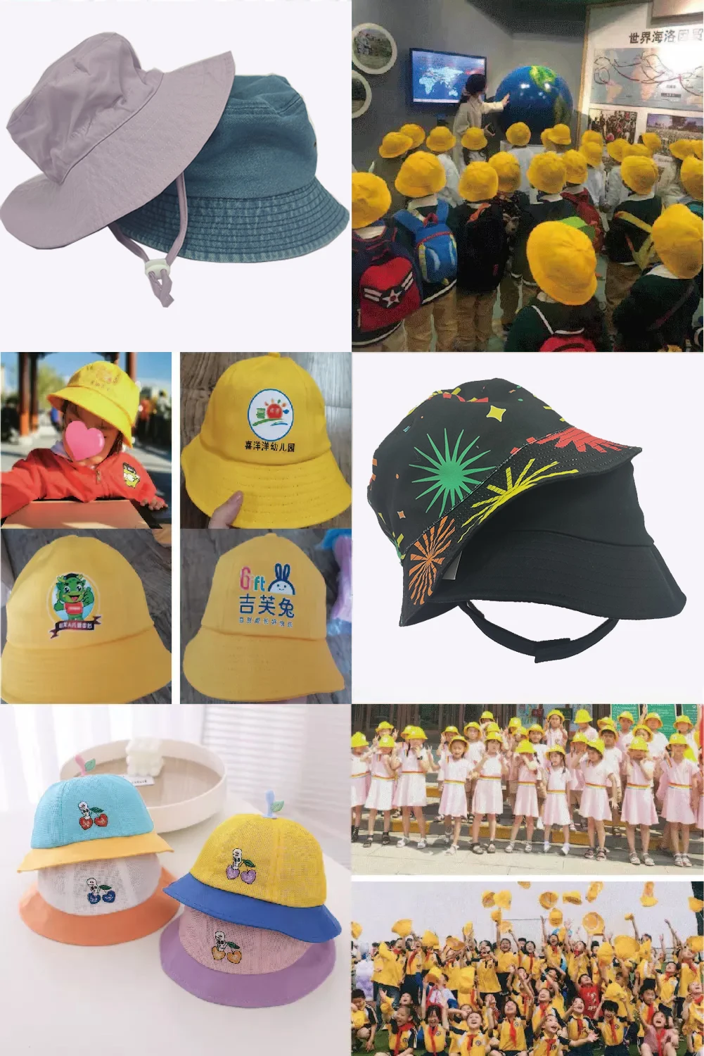 Washed Children Cotton Bucket Hat Custom Patch Kids Bucket Hats Girls ...