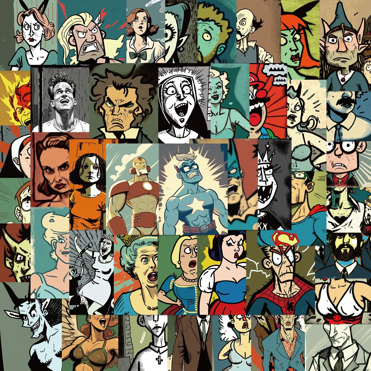 2024 New 56pcs Classic Cartoon Characters Spoof Illustration Clown ...