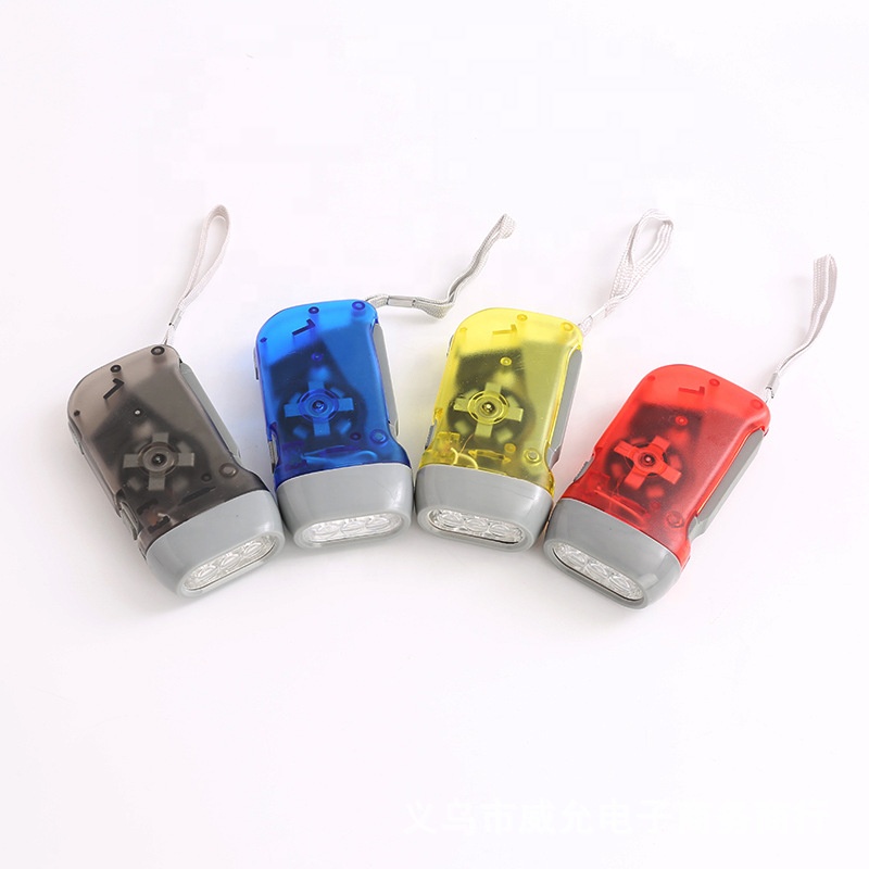 Hand Crank LED Torch Light Battery Free 3 LED Hand Press Camp Home Car ...