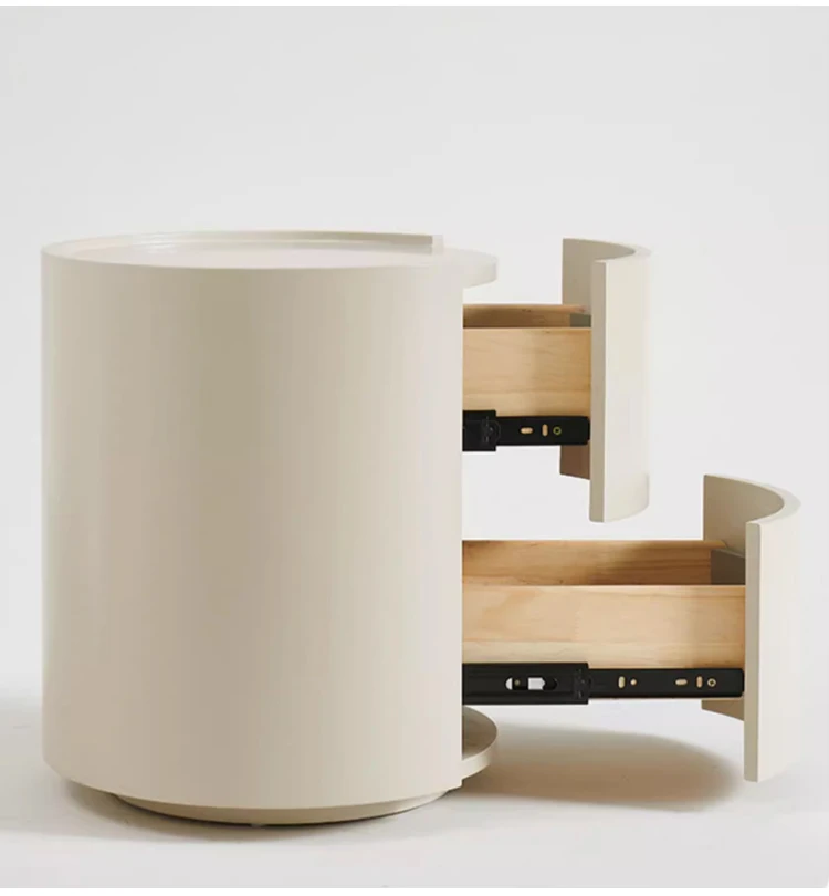Round Bedside Table - Modern, Solid Wood Storage Unit