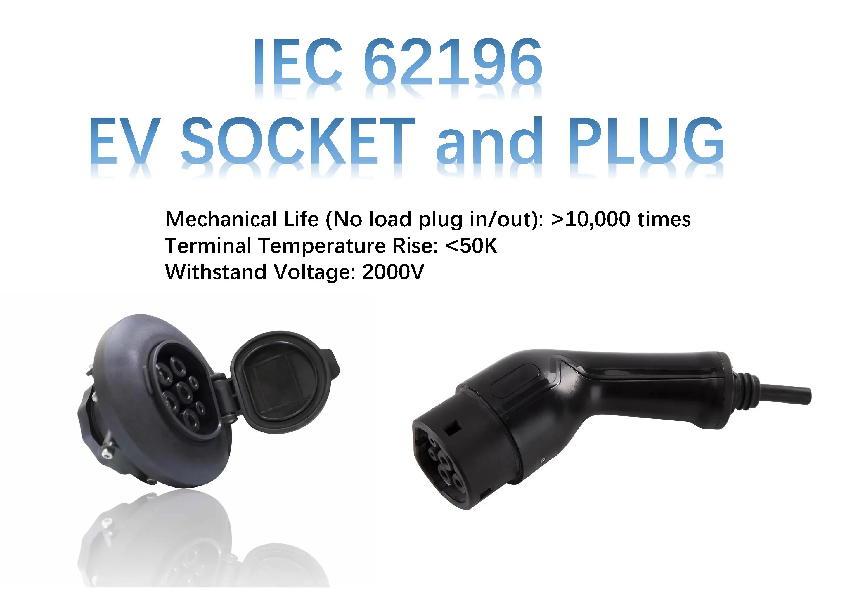 Evse Charging Connector16a 32a 3-phase Type 2 To Type 2 Socket 7 Pins ...