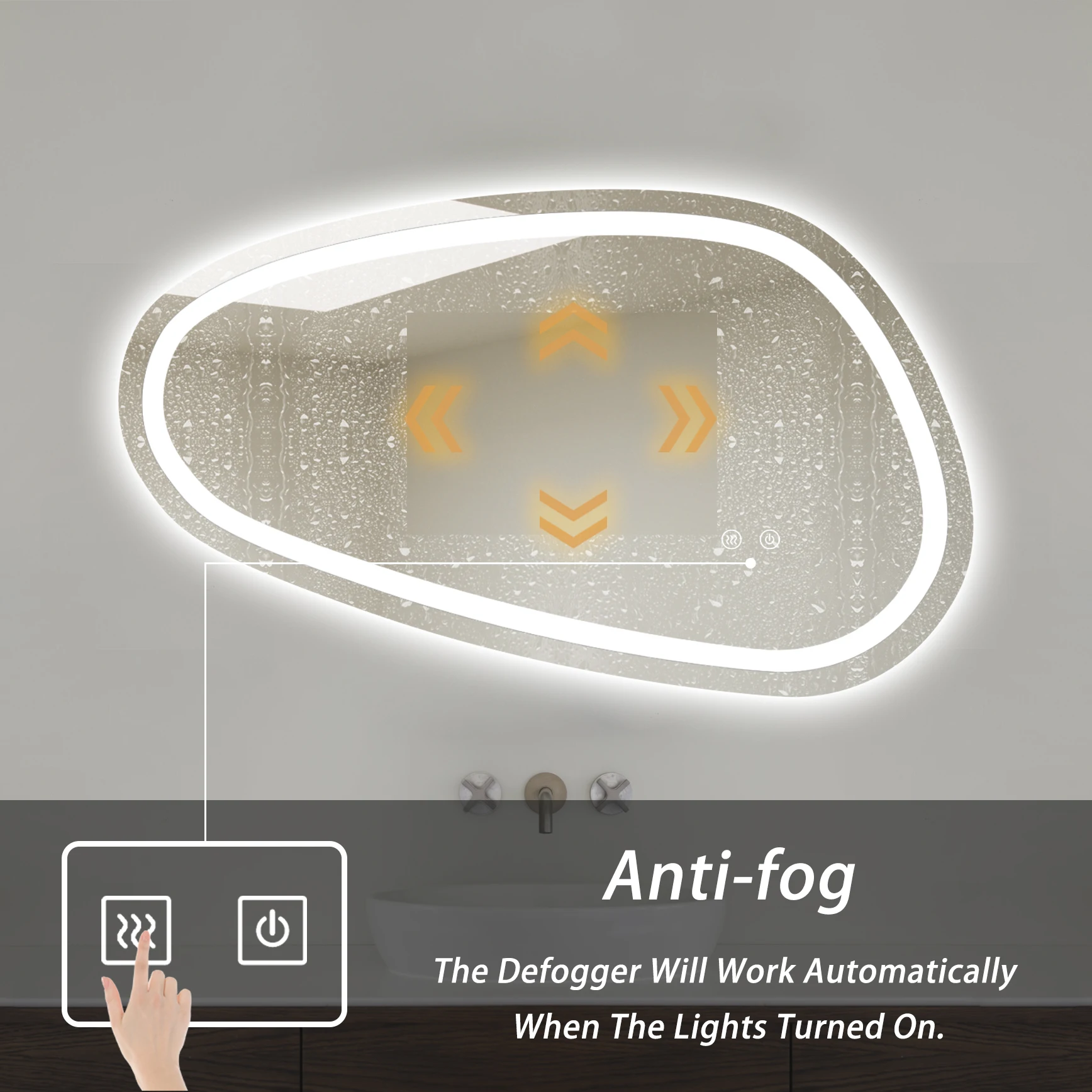 High Quality LED Mirror Mist Eliminator Amplifying Smart Touch Screen ...