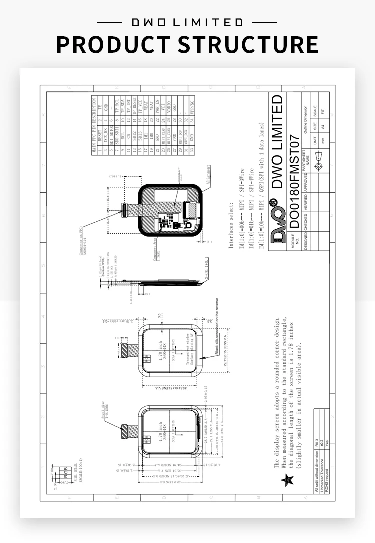 Amoled Do0180fmst07 1.8inch 1.78 Inch 368*448 Spi Qspi Mipi Display ...