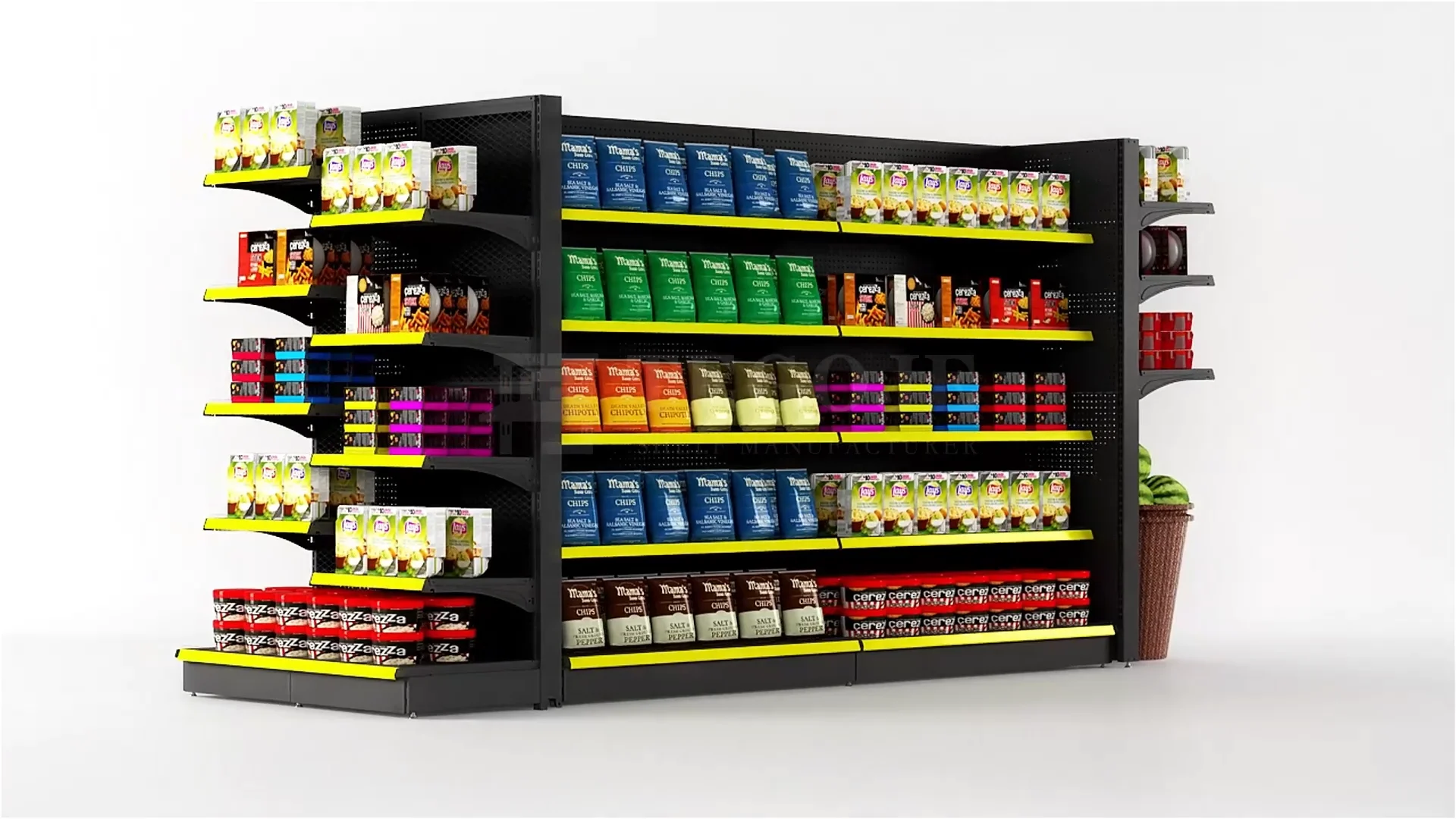 Supermarket Store Shelf Convenience Store Gondola Rack Display Steel ...