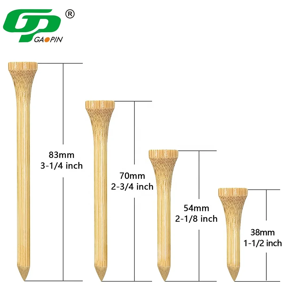 High Quality Golf Wooden Bamboo Tees Custom Printed Logo 38mm/54mm/70mm/83mm Custom Packaging ...