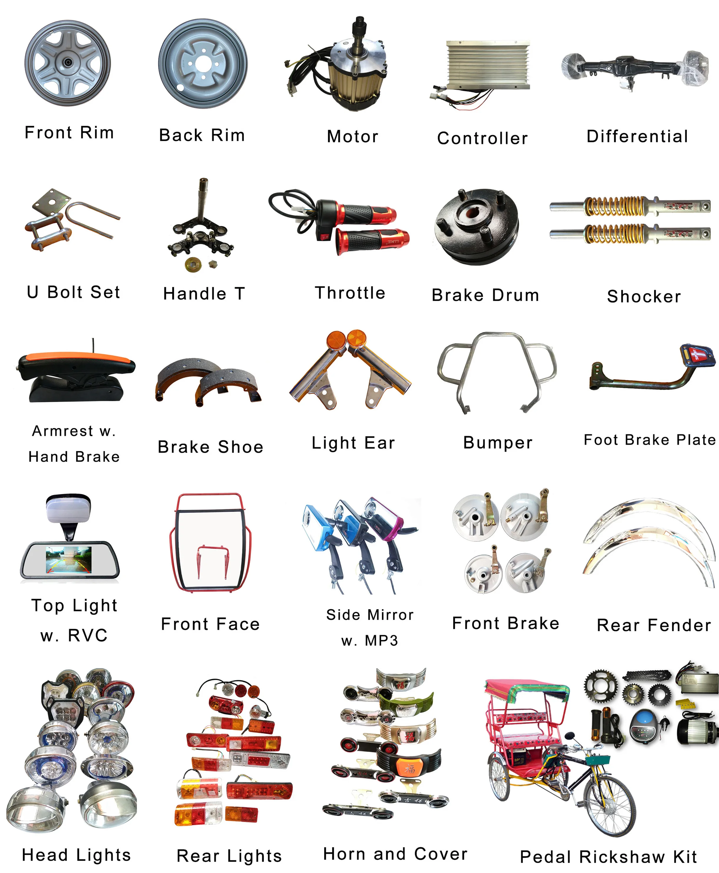 650w 850w 1000w Motor Rickshaw Spare Parts - E Rickshaw Kits