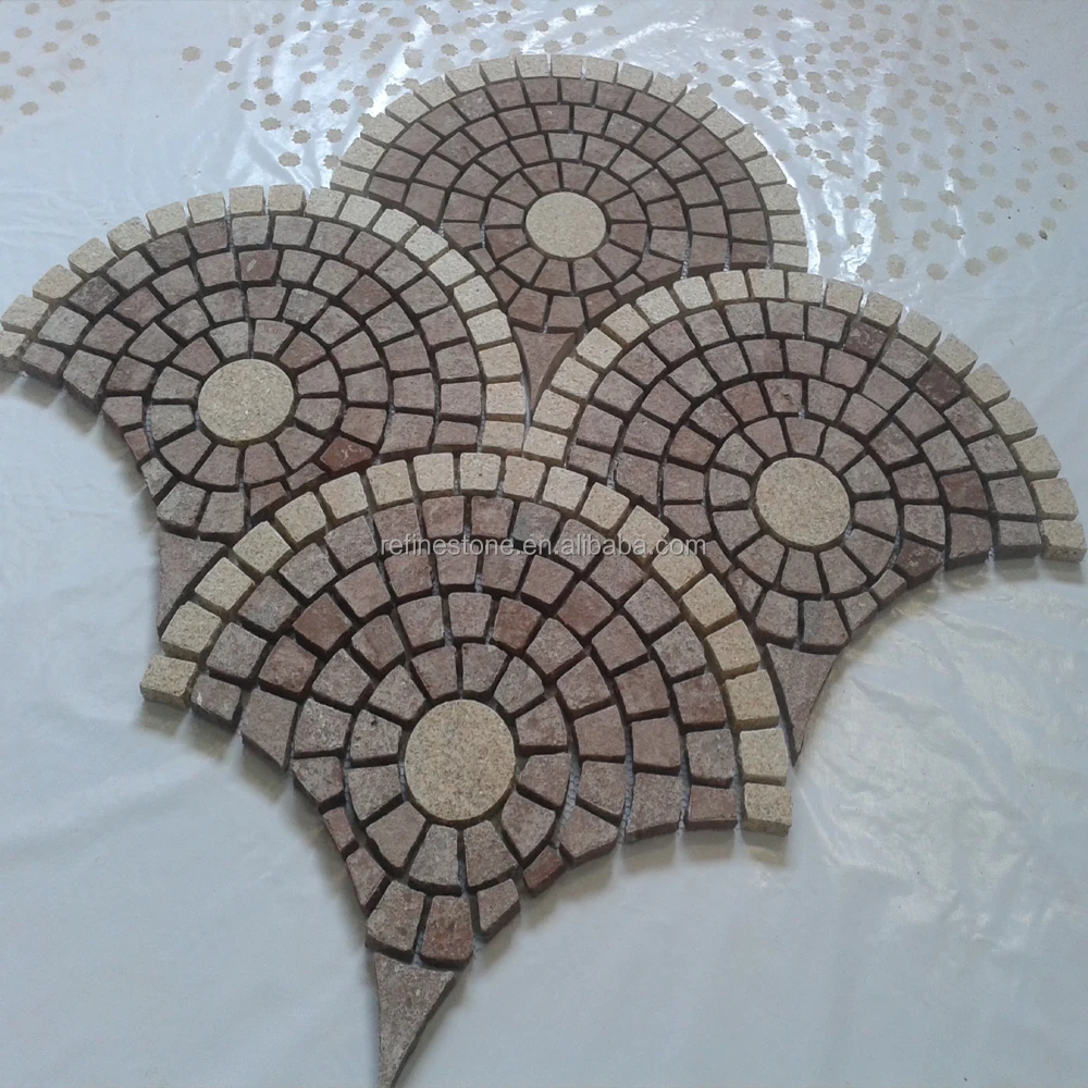 Modern Design Red Porphyry Fan Shape Mesh Pavingstone - Buy Pavers ...