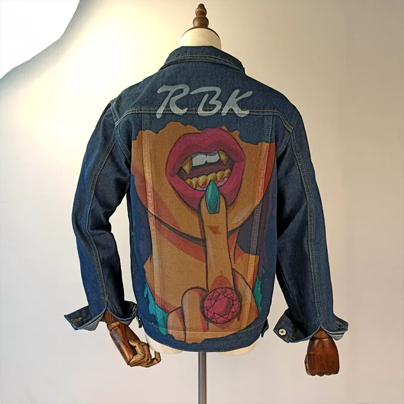 Trendy Women's Denim Cartoon Print Jeans Jacket - Yiluhong