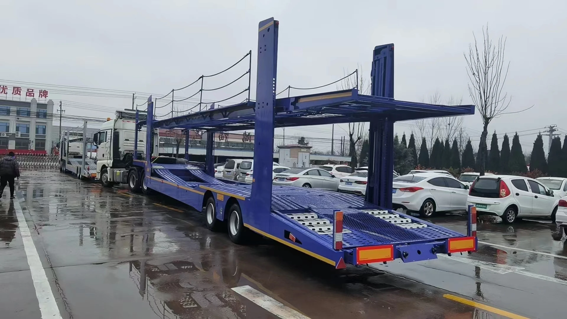 6 Cars Double-deck Car Carrier Truck Trailer Made Of Steel Flatbed Semi ...