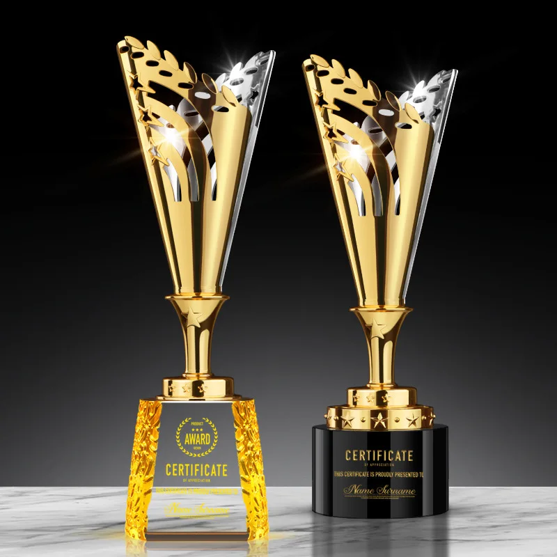 Metal Gold Wheat With Crystal Base Trophy Award Mh-nj0346 - Buy Crystal ...