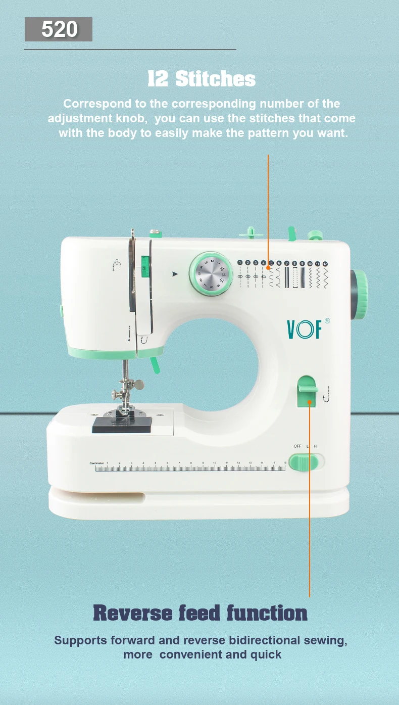 Mini Electric Sewing Machine - 12 Stitches & Walking Foot