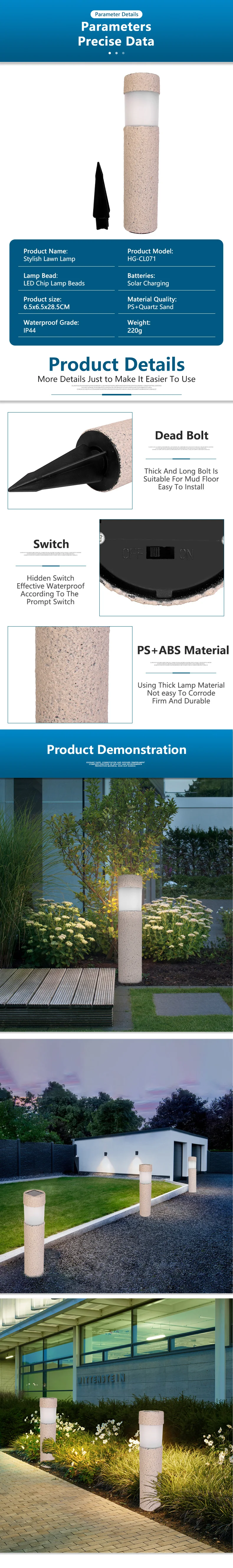 New Modern Decorative Lawn Yard Bollard Solar Garden Lights Outdoor ...