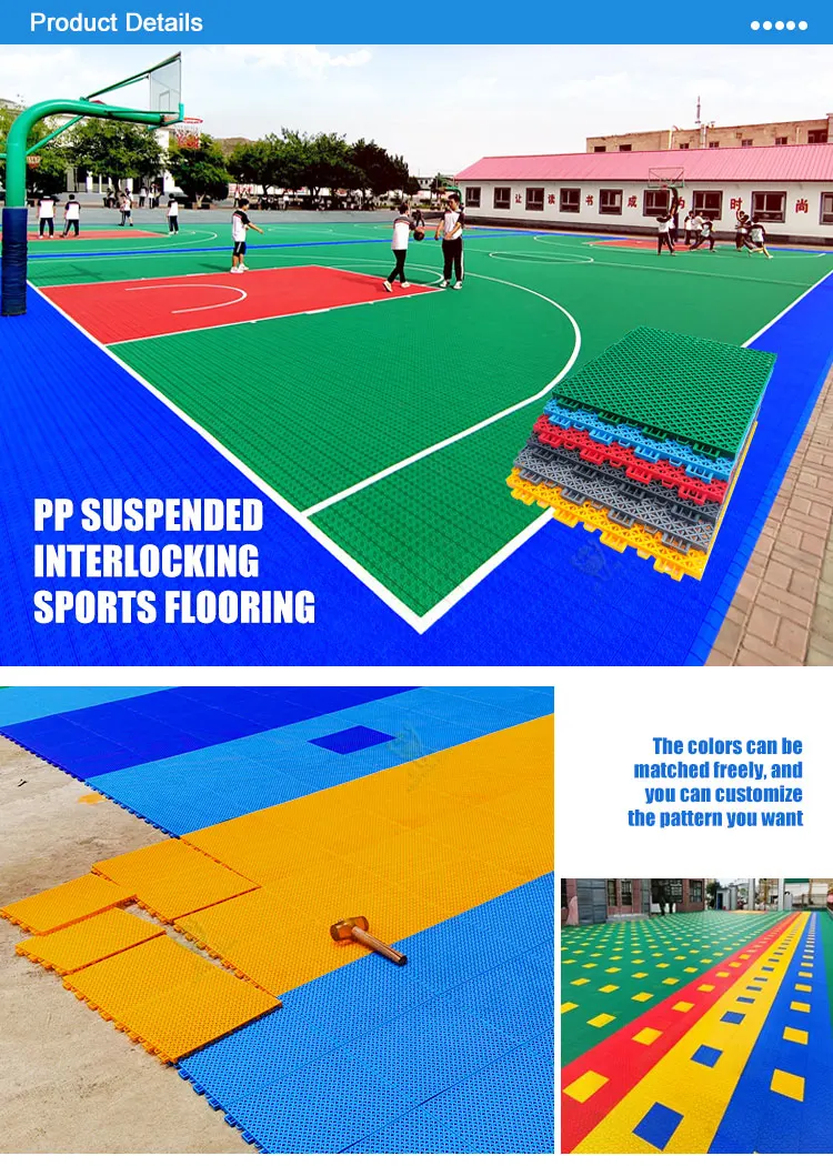 Pp Suspended Plastic Interlocking Basketball Court /tennis Court/Futsal ...