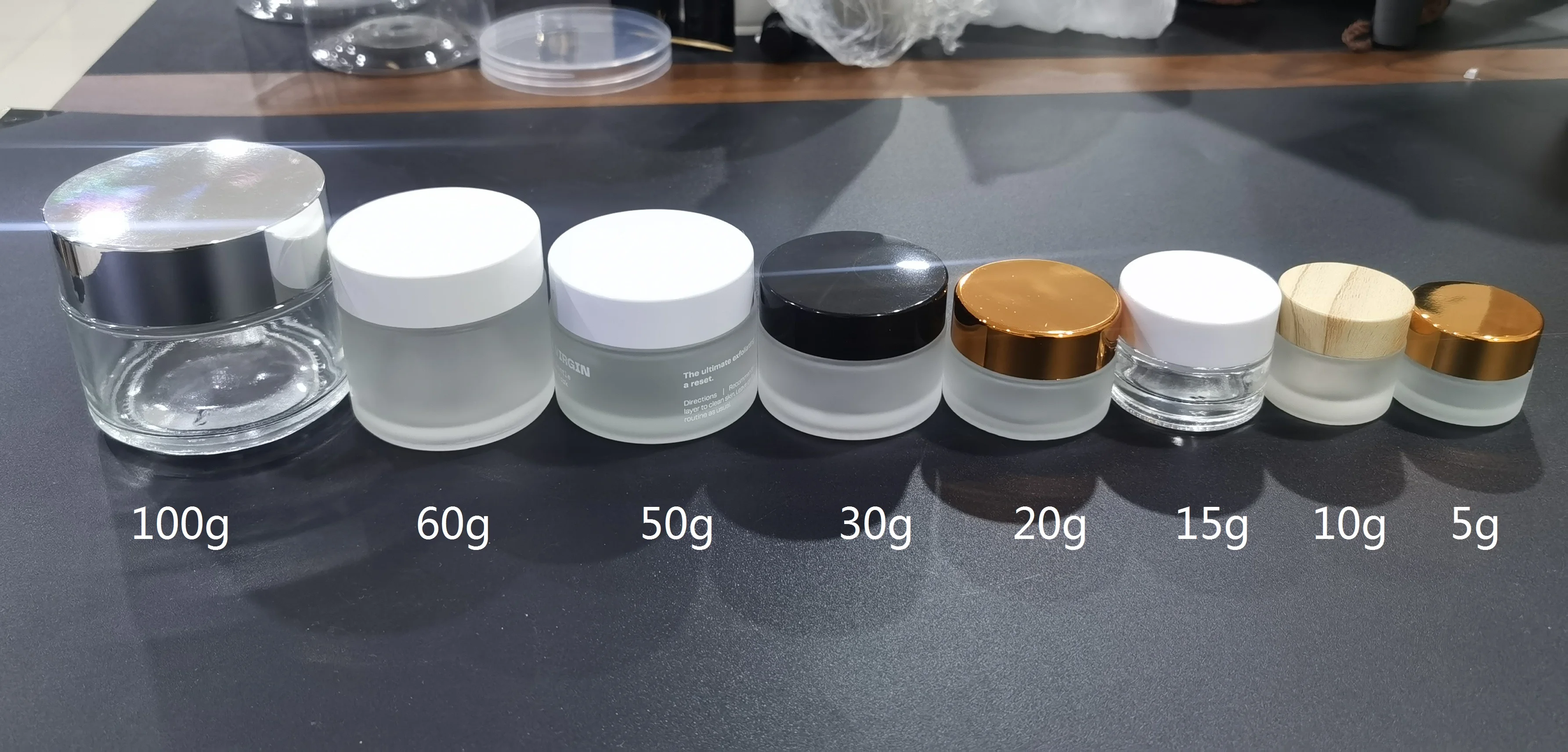 Frosted Cream Jars Empty 5g 10g 15g 20g 30g 50g 60g 100g Clear Matt Glass Body Lotion Jars With ...