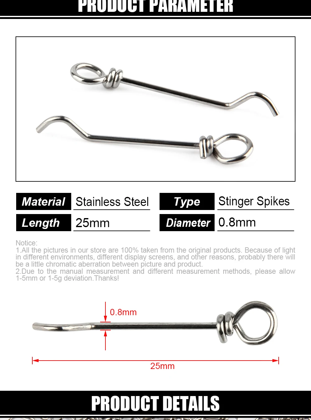 Spinpoler Stinger Spikes Fishing Pin for Soft Fishing Lures Bent Pins ...