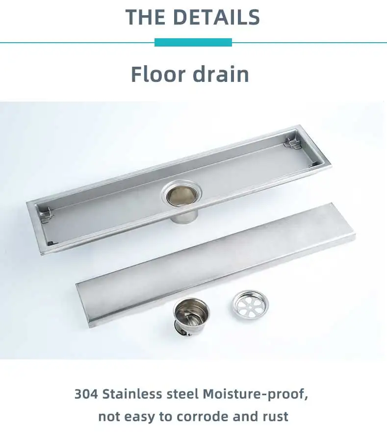 304 Stainless Steel Concealed Tile Insert Long Shower Floor Drain ...