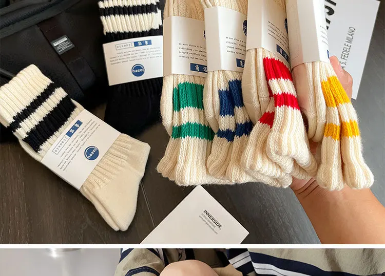 Custom Thick Ribs Stripe Socks - Organic Cotton & Comfort