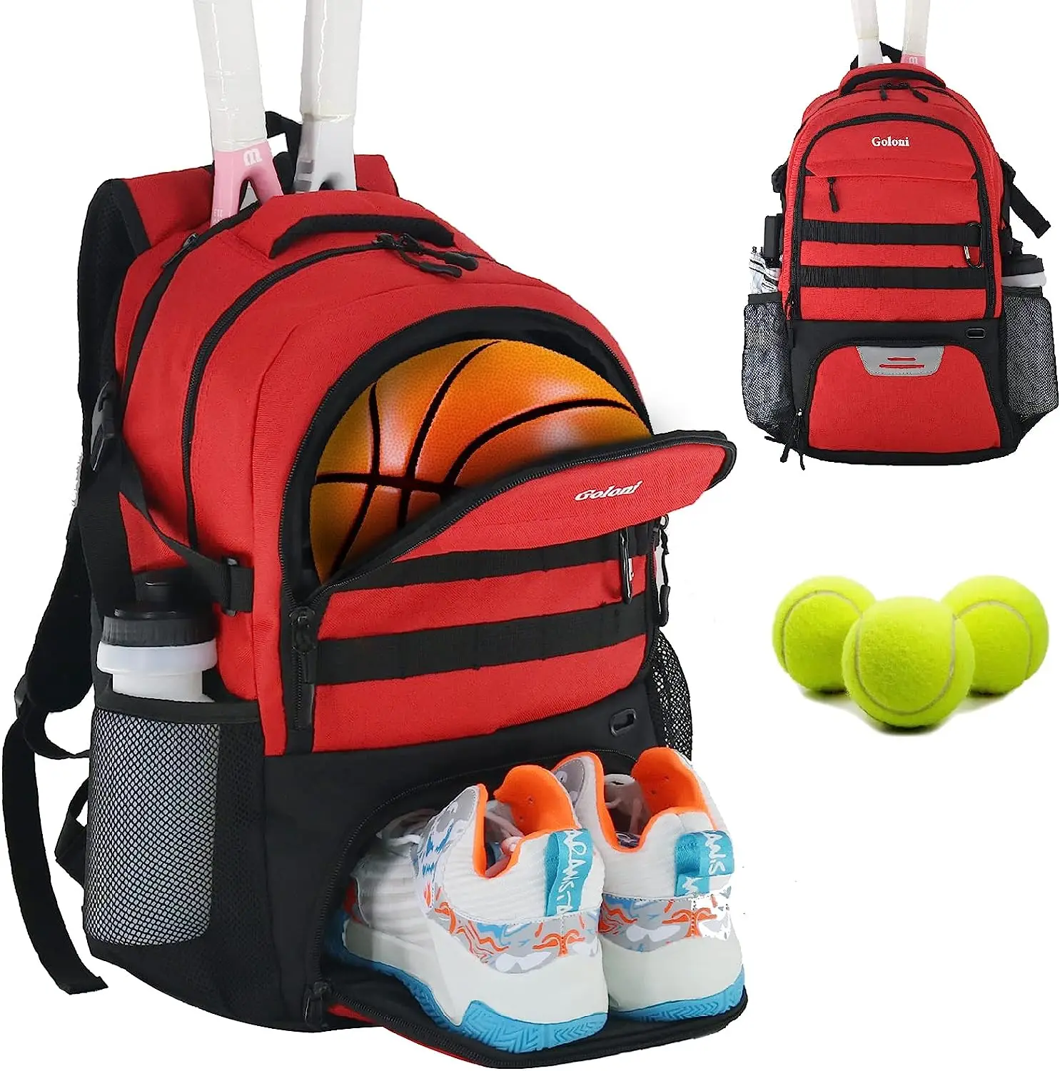 Goloni Tennis Bag Tennis Backpack for Men & Women to Hold 2 Rackets ...
