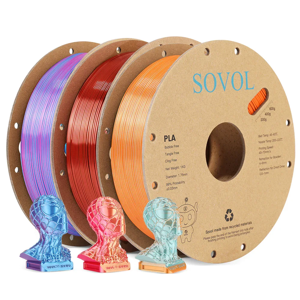 Sovol Double Color Silk Series 1.75mm PLA 3D Printing Filament 1KG/Roll ...