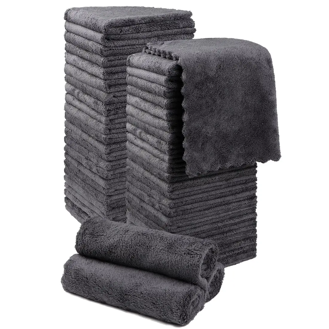 12 x 12 inches Ultra Soft Washcloths 48 Pack Premium Microfiber Towel ...