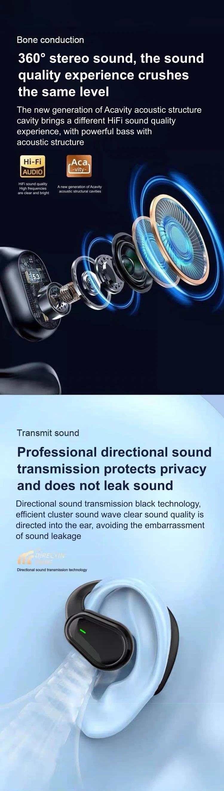 D88 OWS True Wireless Earbuds - Long Battery Life & Noise Cancelling