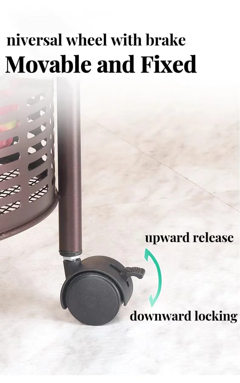 Fruits Vegetables 5 Layer Trolley Rotating Round Drawer Rotary Kitchen ...