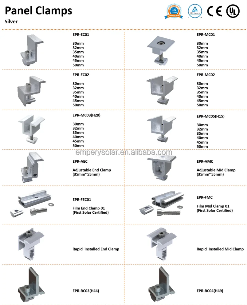 End Clamp For Solar Panel Installation,Frame Fixed Foot And Solar ...