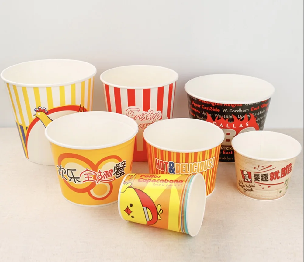 Custom Paper Food Bucket Paper Fried Chicken Buckets With Lid 32oz 63oz ...