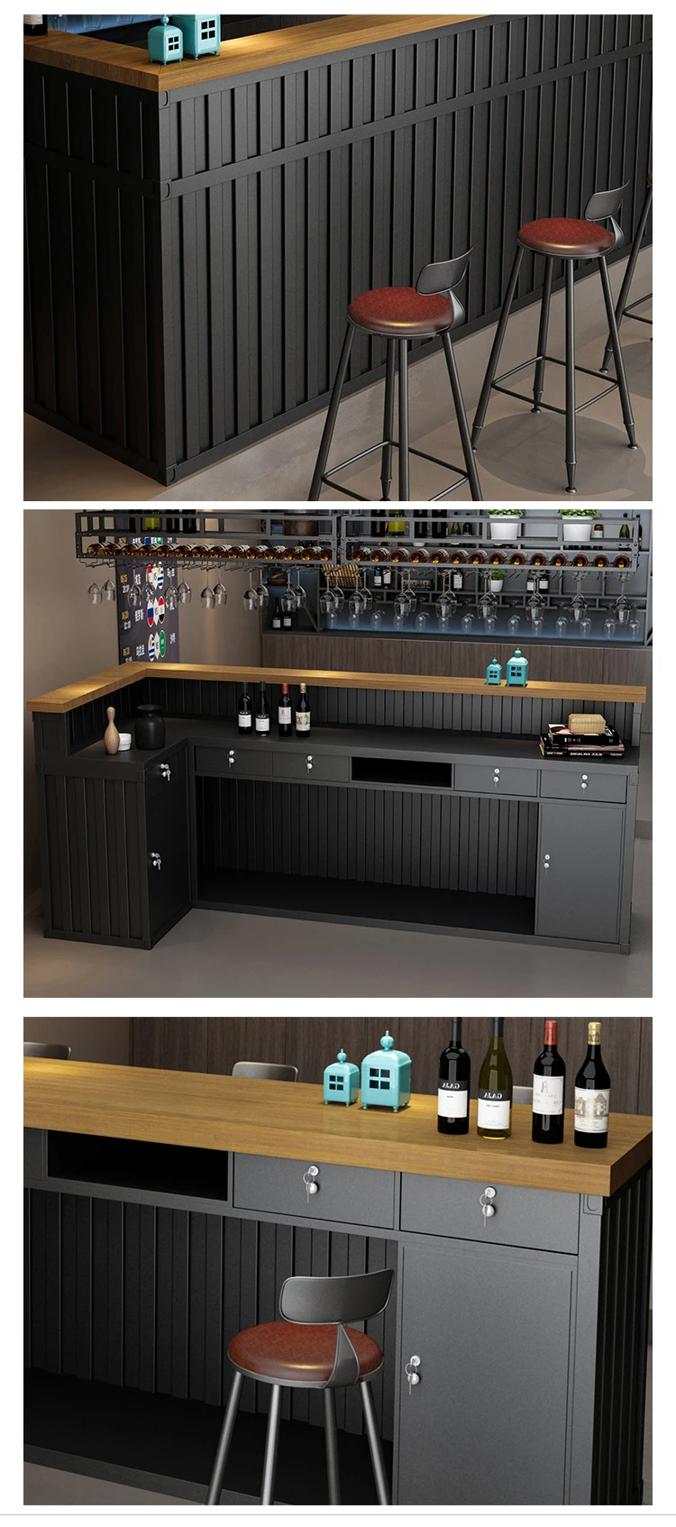 Industrial L Shaped Reception Cashier Table Cafe Restaurant Reception ...