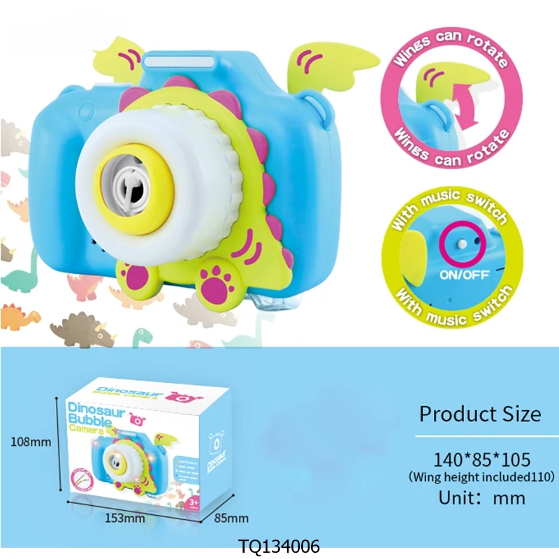 Cute Dinosaur Bubble Camera Toy Kids Electric Light Music Cat Bubble ...