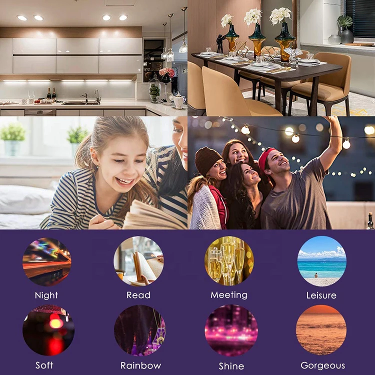 Alexa Tuya WIFI Control RGB Smart Wifi Lighting E27 Bulb Wireless App ...