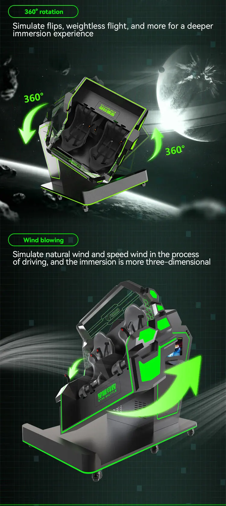 Star Shuttle Motion Vr Flying 9d Cinema Machine 360 720 Degree Roller ...