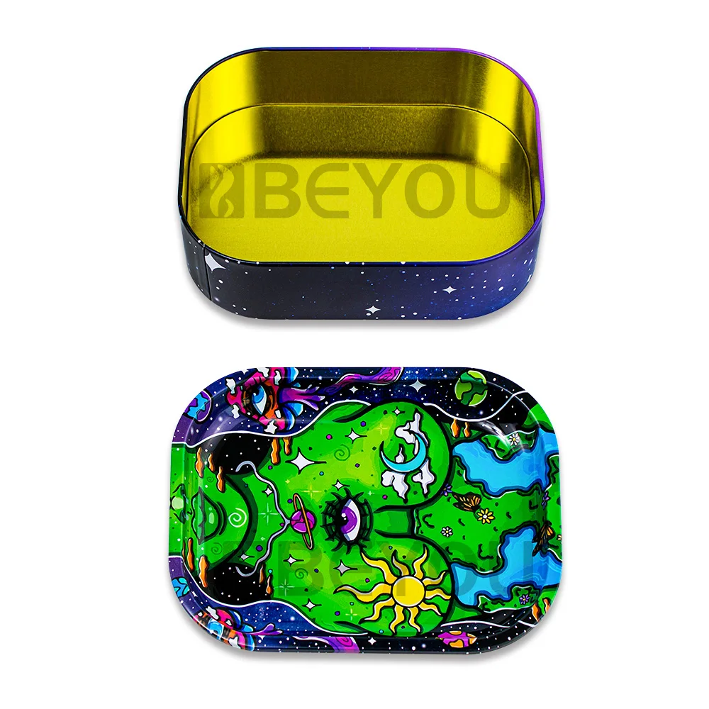 18*14cm New Smoking Accessories Set Metal Rolling Tray Custom Logo ...