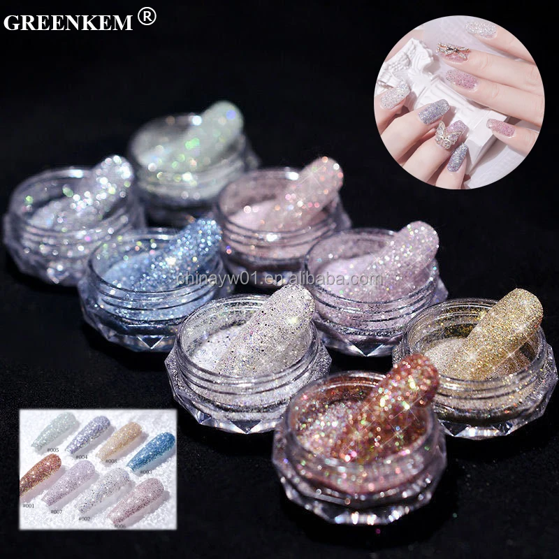 8 Colors Nail Crystal Powder Explosive Sparkling Crystal Nail Pigment ...