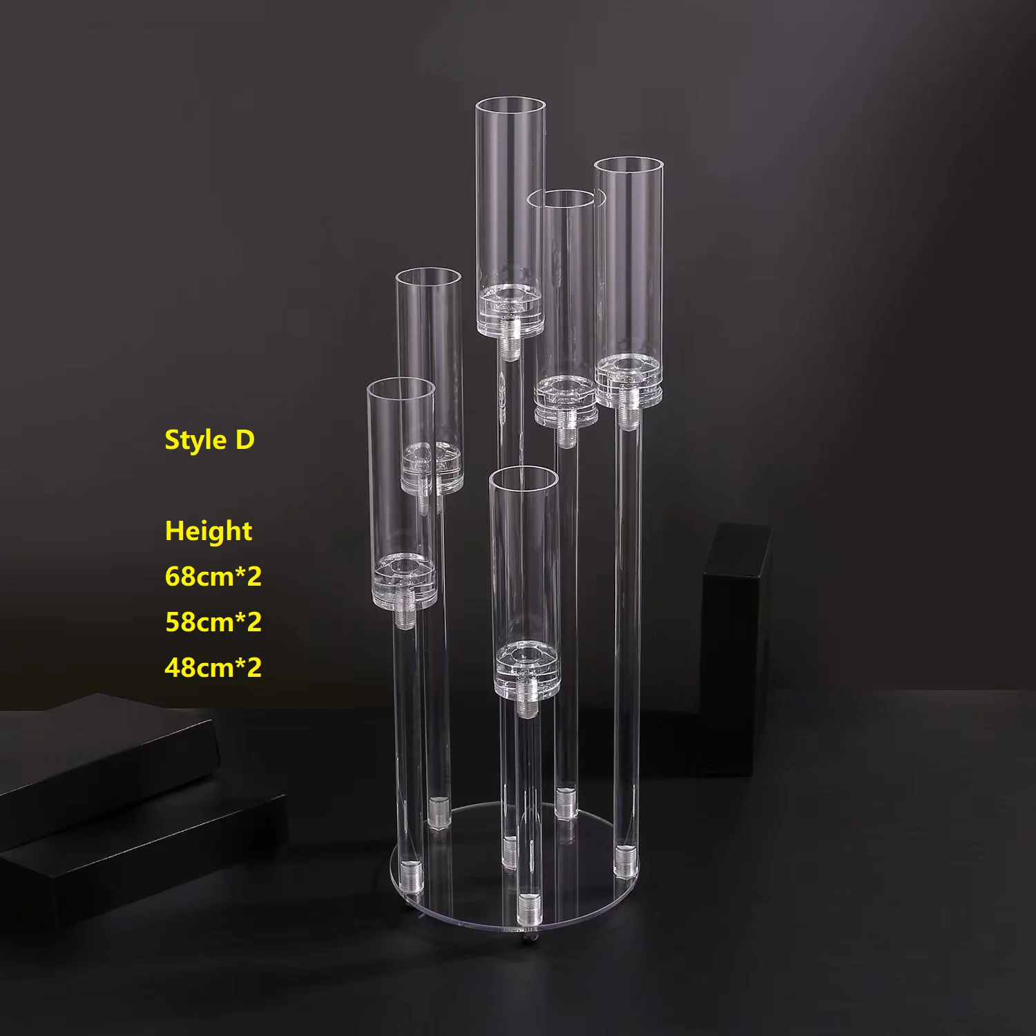 6 Head 98cm Square Clear Acrylic Candler Holder Wedding Table ...
