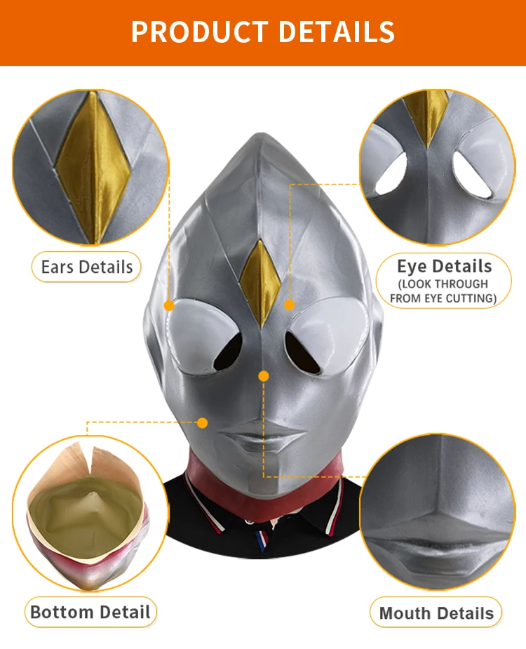 Ultraman Cosplay Latex Mask Helmet Film Props Anime Performance Horror ...