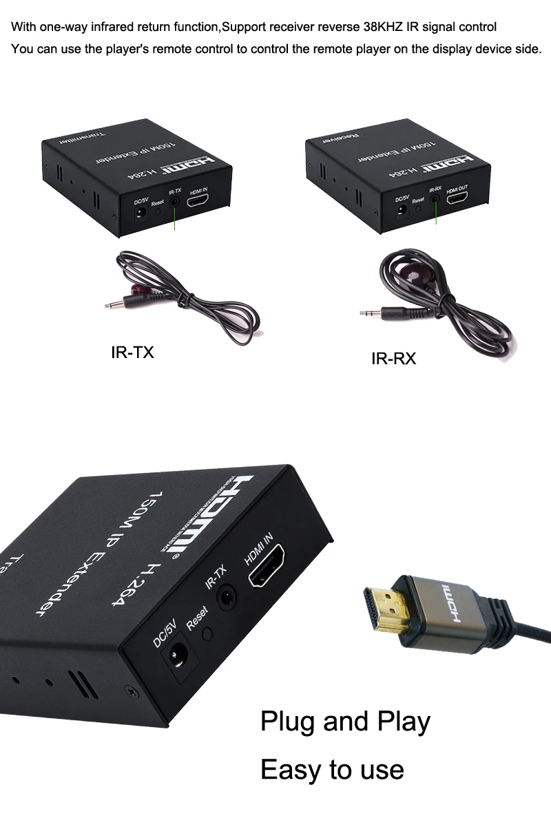 H.264 150M HDMI Extender over IP - 1080P HDMI to LAN