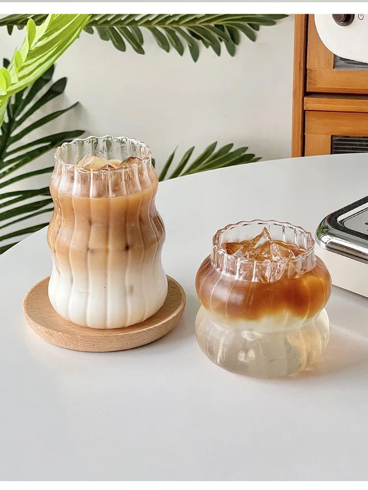 Vertical Strip High Borosilicate Glass Thread Cup Transparent Glass ...