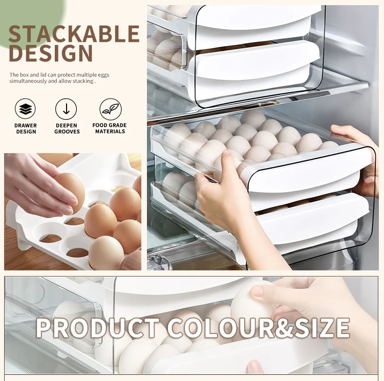 40 Grids Double Layer Transparent Drawer Type Egg Carton Storage Rack ...