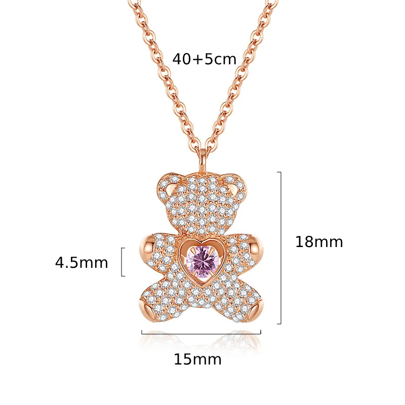 VANA New Design Little Bear Purple Zircon Animal Rose Gold Sterling ...