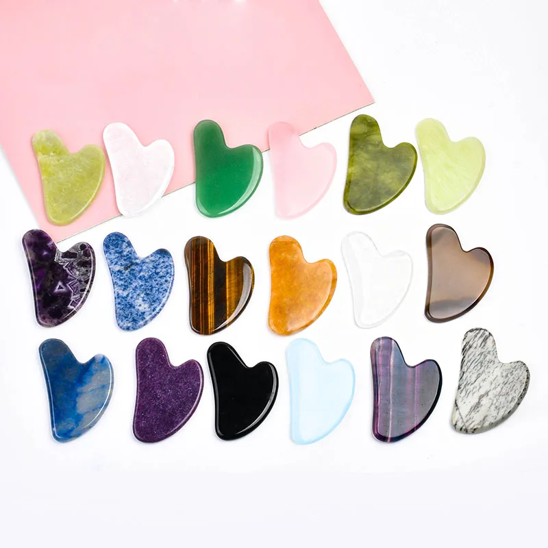 Custom Logo Heart Shaped Gua Sha Stone Quartz Gua Sha Jade Set Rose ...