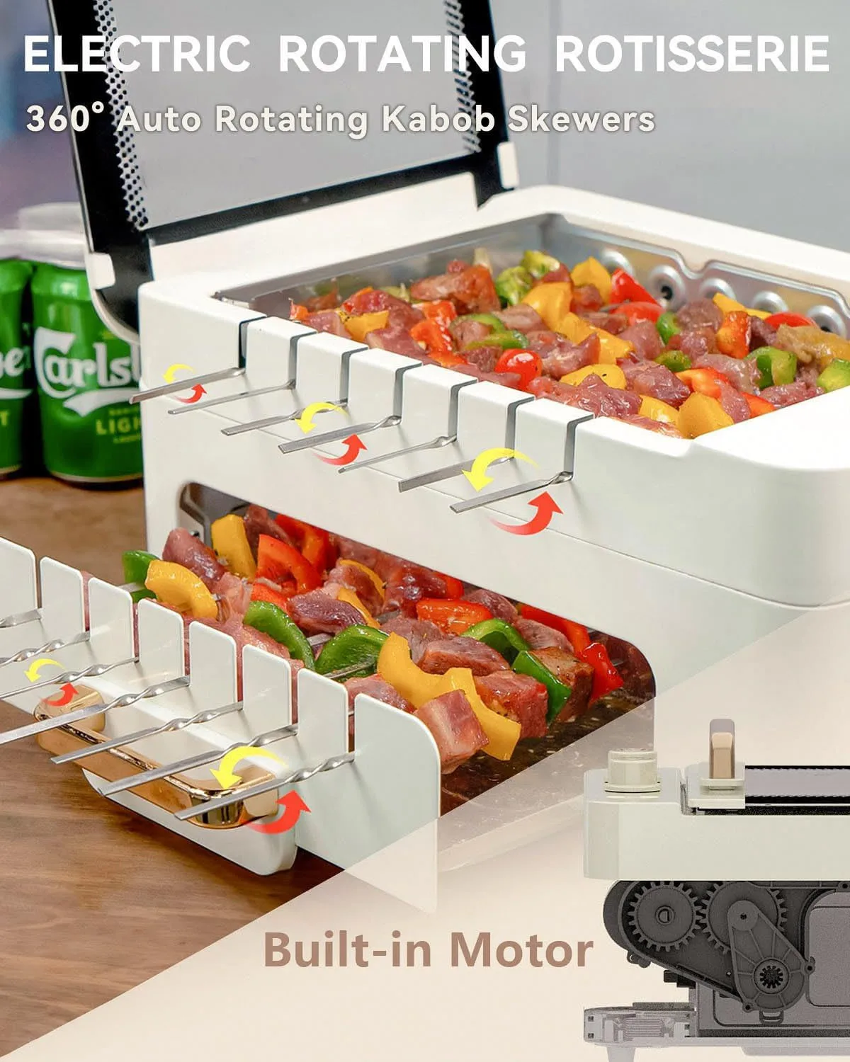 Household Tabletop Smokeless Electric Automatic 360 Rotary Rotisserie ...
