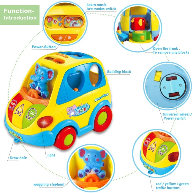 Musical Shape Smart Bus Toy Animal Puzzles Early Education Toy ...