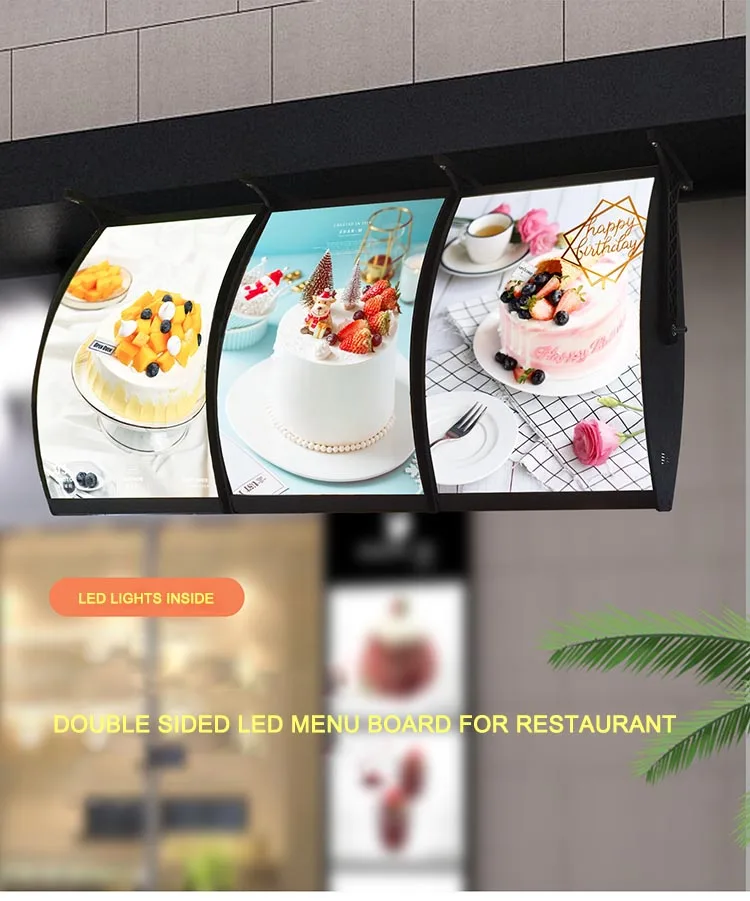 Single Sided Curved Led Light Box Burger Menu Board Light Boxes ...